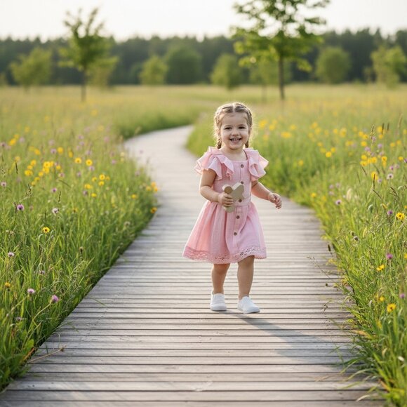 Peppermint | Dresses | Peppermint Girls Aline Pink Dress With Ruffled ...
